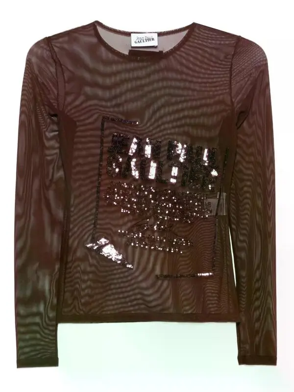 JEAN PAUL GAULTIER Sequin-embellished Mesh Top - Brown