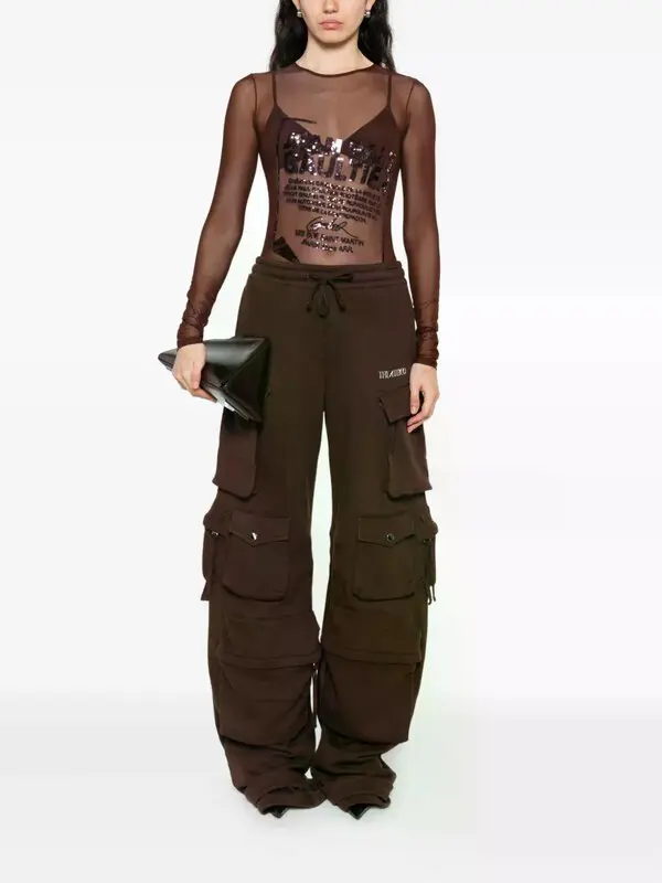 JEAN PAUL GAULTIER Sequin-embellished Mesh Top - Brown