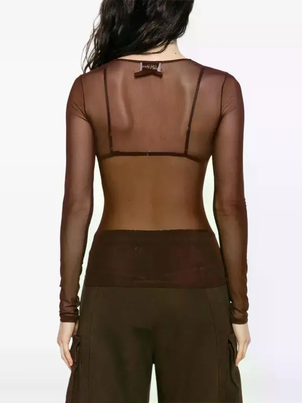 JEAN PAUL GAULTIER Sequin-embellished Mesh Top - Brown