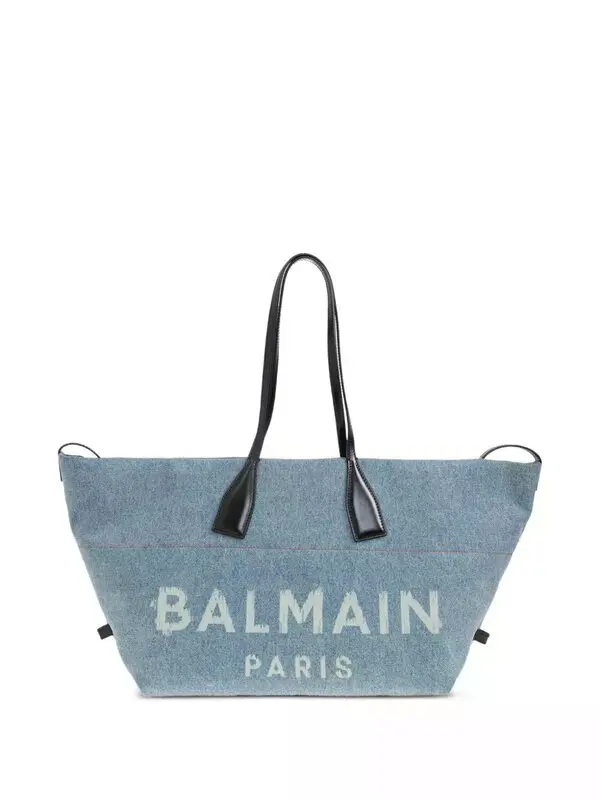 Balmain Logo-print Denim Tote Bag - Blue