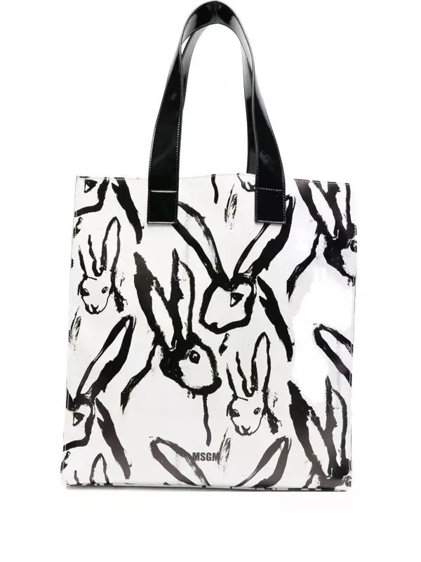 MSGM Rabbit-print Tote Bag - White