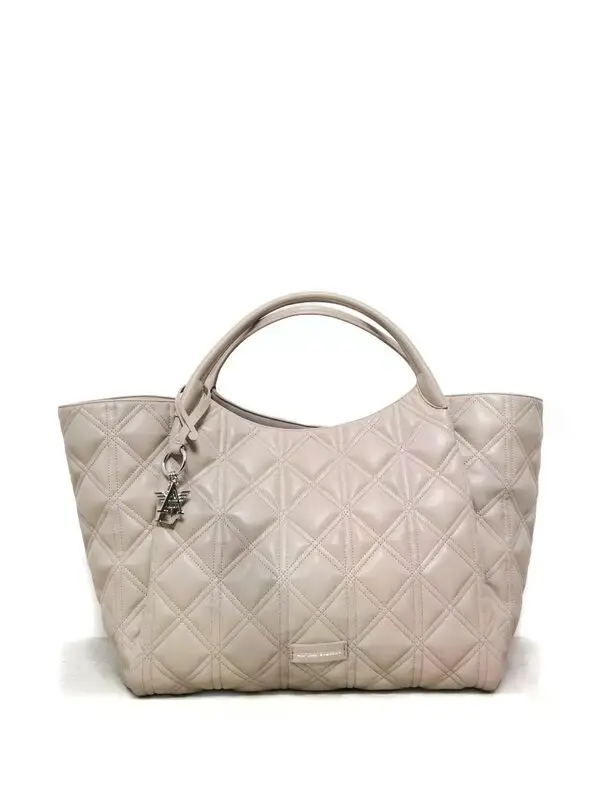Emporio Armani Diamond-pattern Tote Bag With Logo Charm