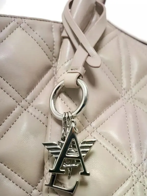 Emporio Armani Diamond-pattern Tote Bag With Logo Charm