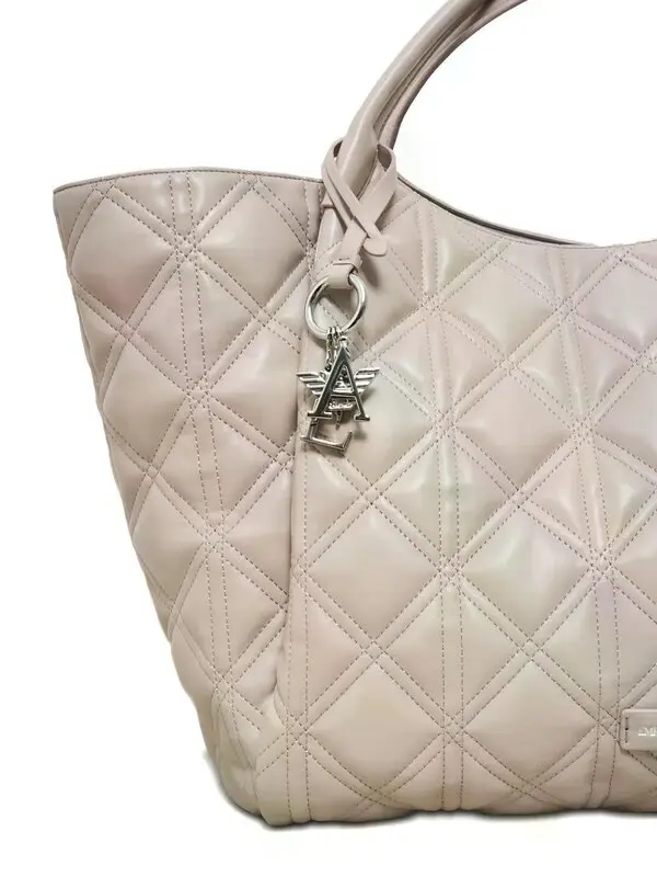 Emporio Armani Diamond-pattern Tote Bag With Logo Charm