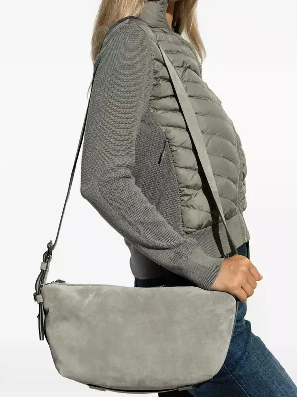 Moschino Suede Zip-fastening Shoulder Bag - Grey