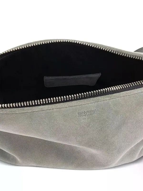 Moschino Suede Zip-fastening Shoulder Bag - Grey