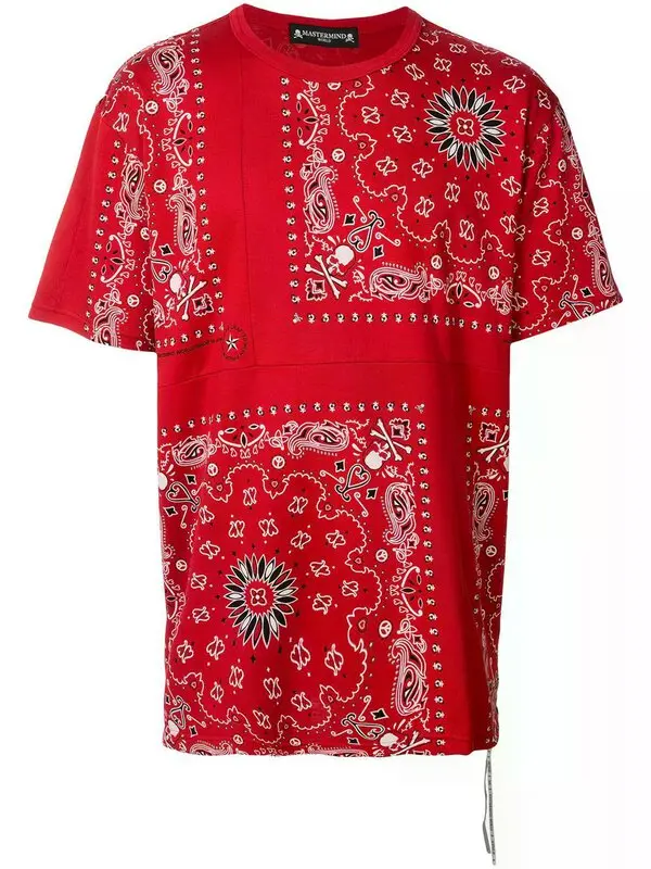MASTERMIND WORLD Crew Neck Bandana Print T-shirt - Red