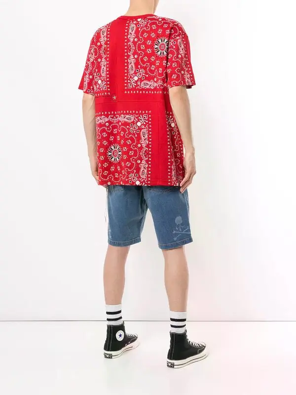 MASTERMIND WORLD Crew Neck Bandana Print T-shirt - Red