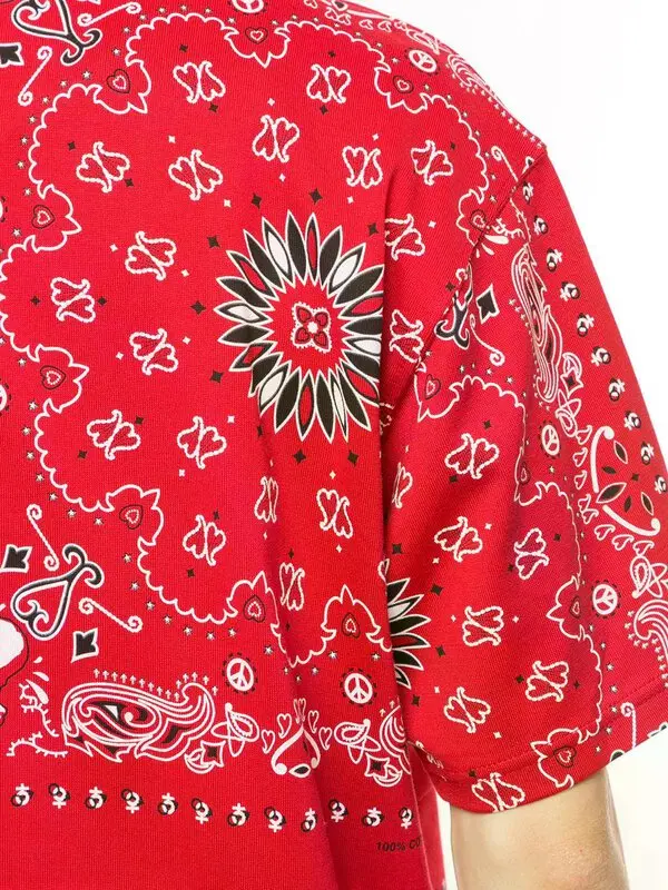 MASTERMIND WORLD Crew Neck Bandana Print T-shirt - Red