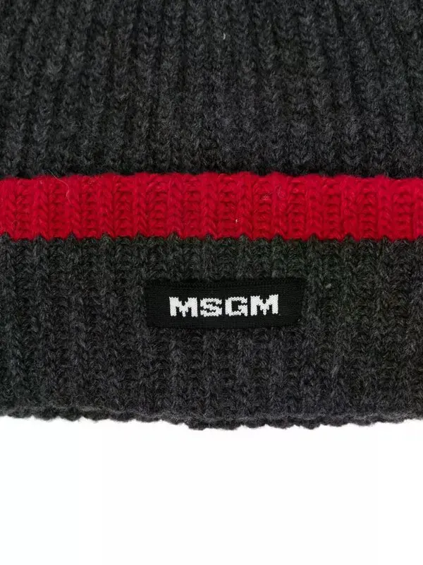 MSGM Ribbed-knit Beanie - Grey