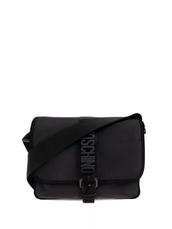 Moschino Logo-plaque Buckled Shoulder Bag - Black