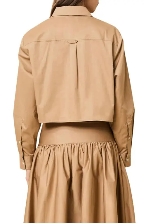 Solid & Striped The Cropped Avril Button-up Shirt - Camel