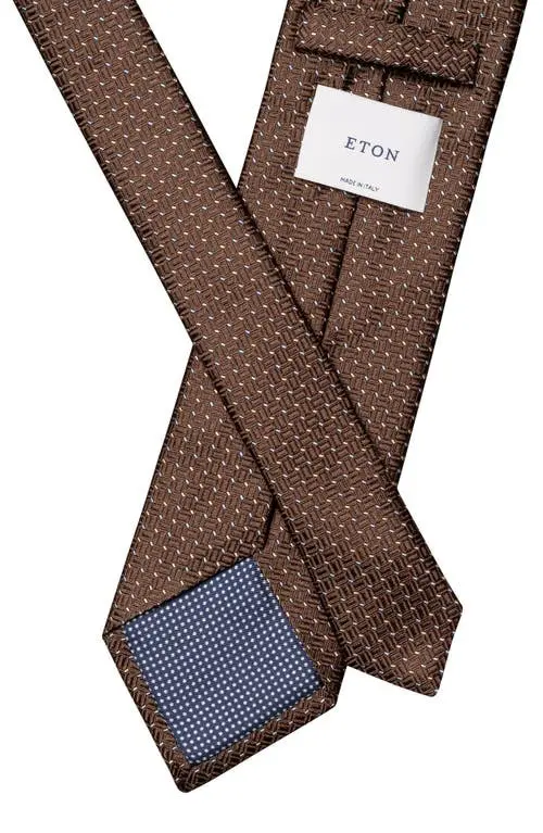 Eton Geometric Silk Tie - Medium Brown