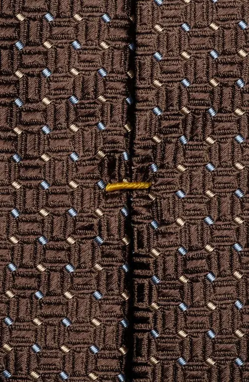 Eton Geometric Silk Tie - Medium Brown