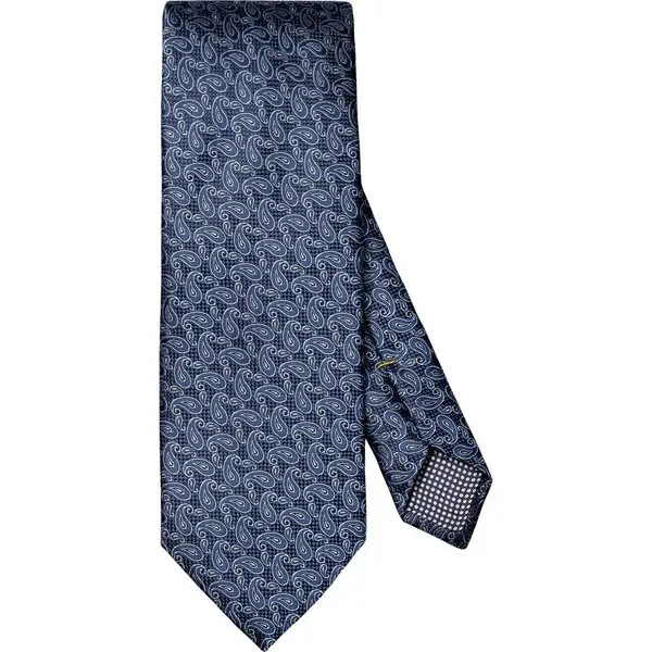 Eton Paisley Silk Jacquard Tie - Navy