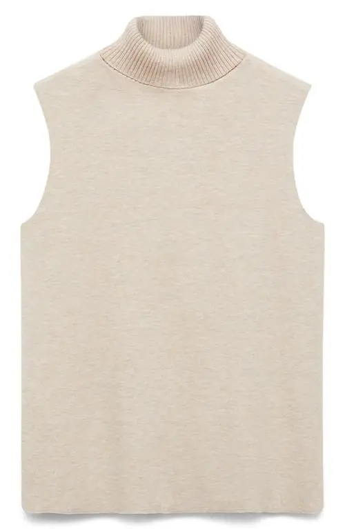 Mango Sleeveless Turtleneck Sweater - Beige