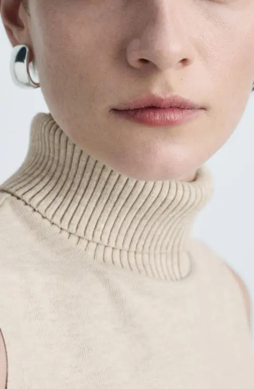 Mango Sleeveless Turtleneck Sweater - Beige