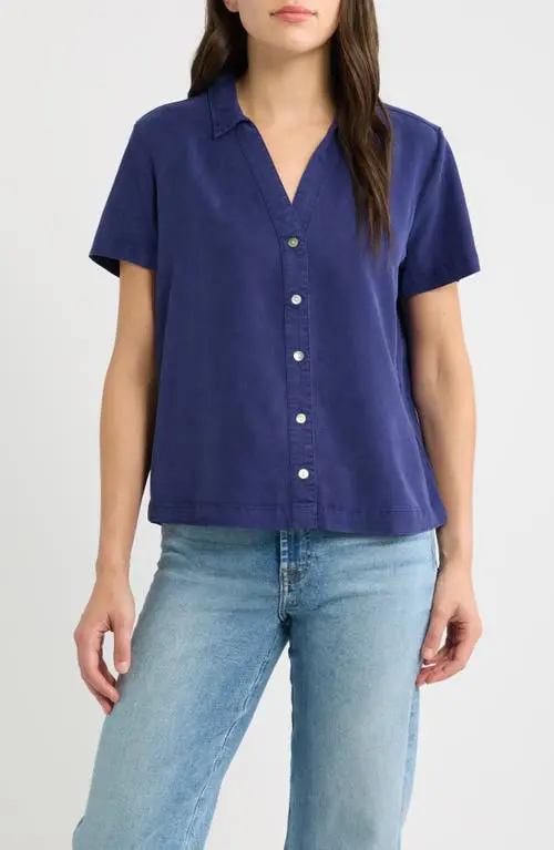 CLOTH & STONE Flowy Button-up Shirt - Nightfall Blue