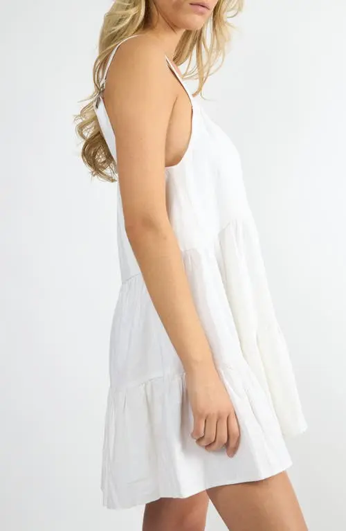 VIENS AVEC MOI Linen-blend Babydoll Mini Sundress