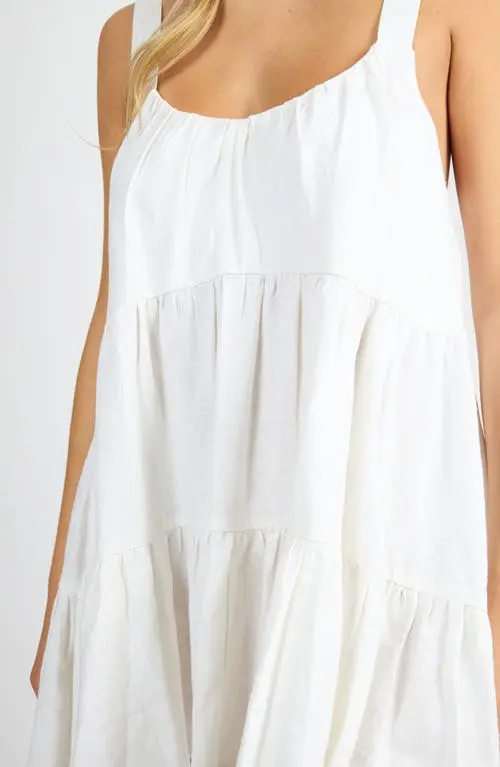 VIENS AVEC MOI Linen-blend Babydoll Mini Sundress