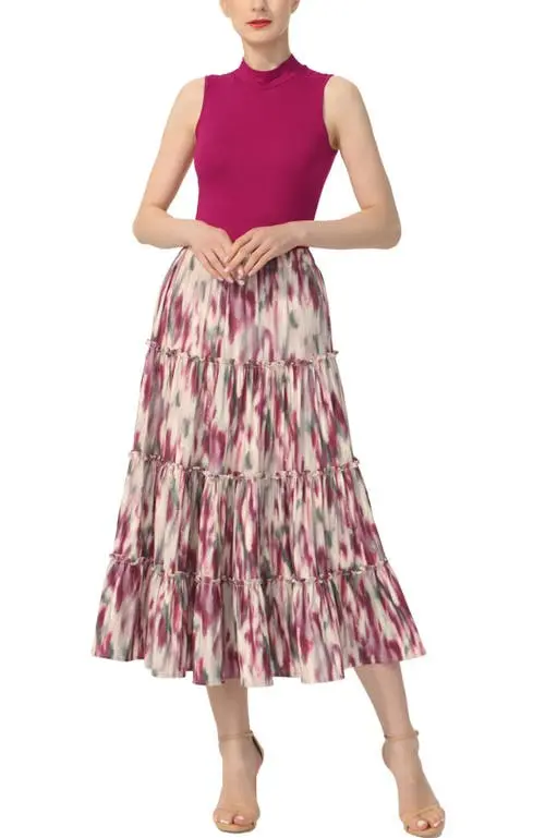 KIMI + KAI Tiered Ruffle Midi Skirt - Orchid