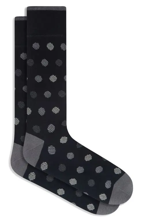 Bugatchi Gradient Dot Mercerized Cotton Blend Dress Socks - Black