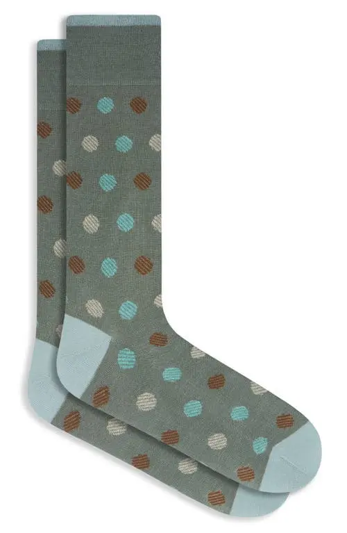 Bugatchi Gradient Dot Mercerized Cotton Blend Dress Socks - Khaki