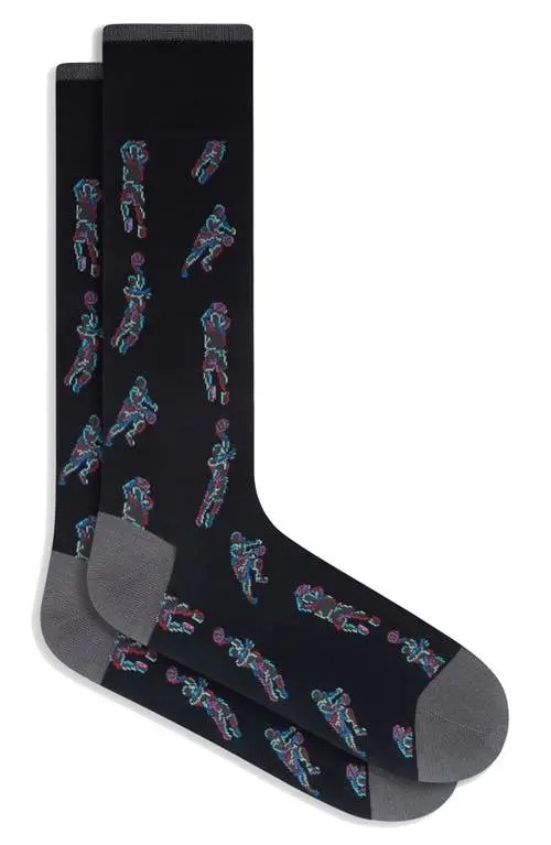 Bugatchi Mercerized Cotton Blend Dress Socks - Black