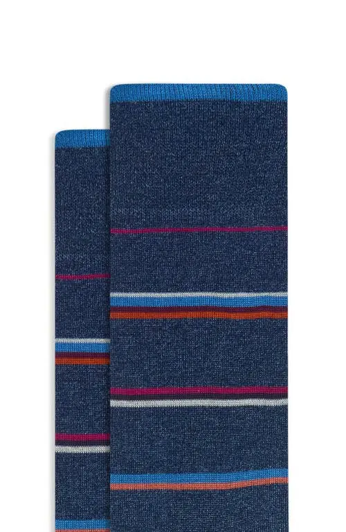 Bugatchi Striped Mercerized Cotton Blend Dress Socks