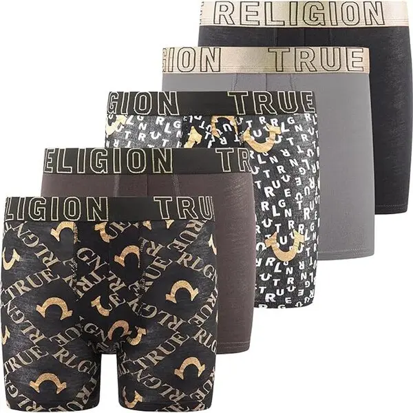 True Religion Boxer Briefs Pack Of 5 - Gold Assorted