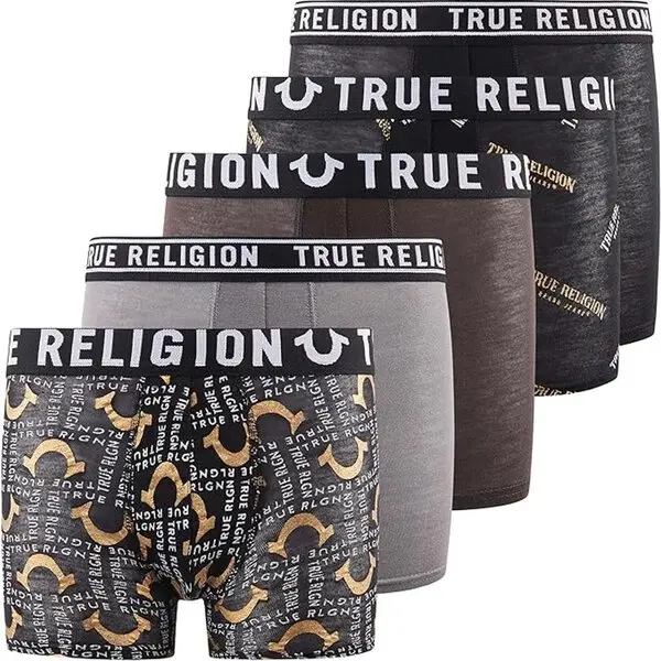 True Religion Boxer Briefs Pack Of 5 - Grey/black Pack