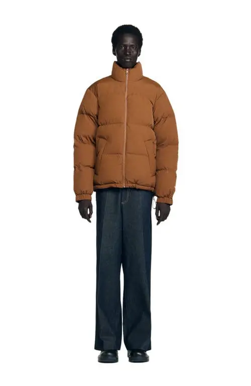 Sandro Technical Fabric Puffer Jacket - Cognac
