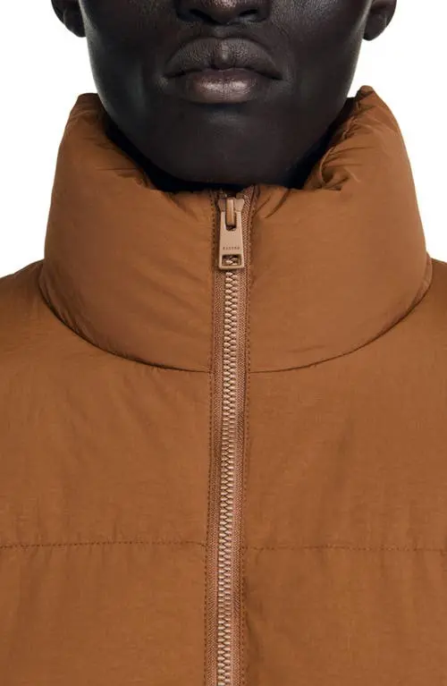 Sandro Technical Fabric Puffer Jacket - Cognac