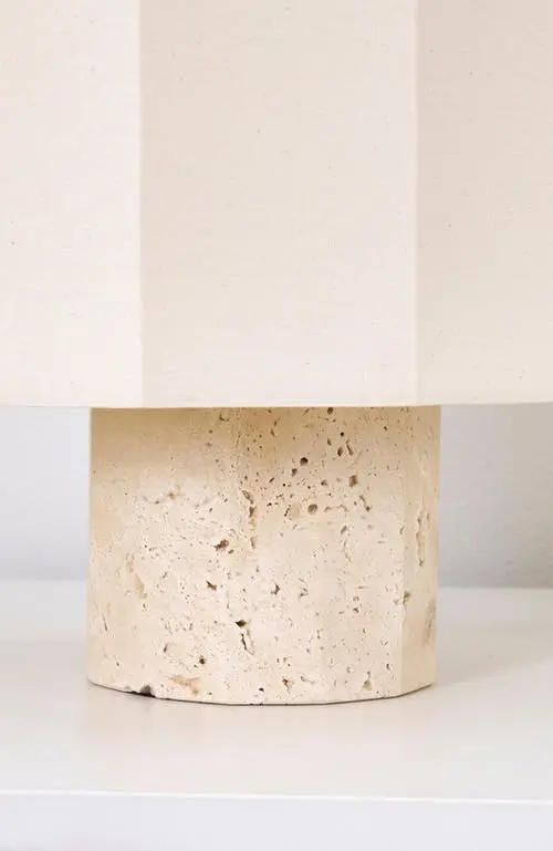 BRIGHTECH Cleo 10" Travertine Natural Stone Led Table Lamp