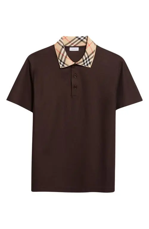 Burberry Evan Check Collar Cotton Piqué Polo