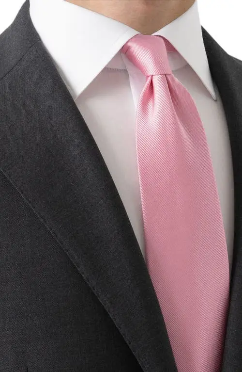 Eton Solid Silk Twill Tie - Pink