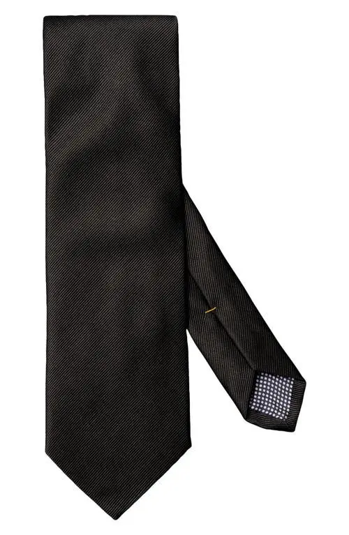 Eton Solid Silk Twill Tie - Black