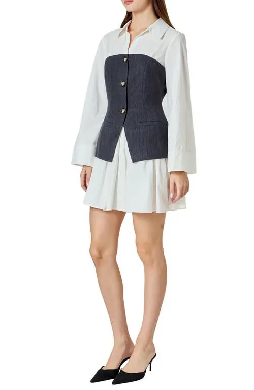 Endless Rose Mixed Media Long Sleeve Minidress