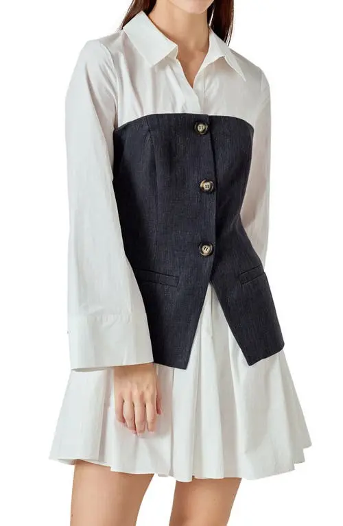 Endless Rose Mixed Media Long Sleeve Minidress