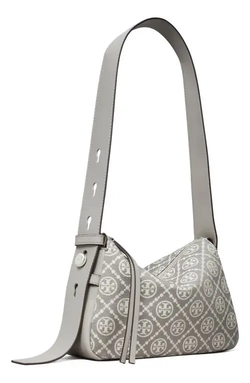 Tory Burch T Monogram Canvas Shoulder Bag - Gray