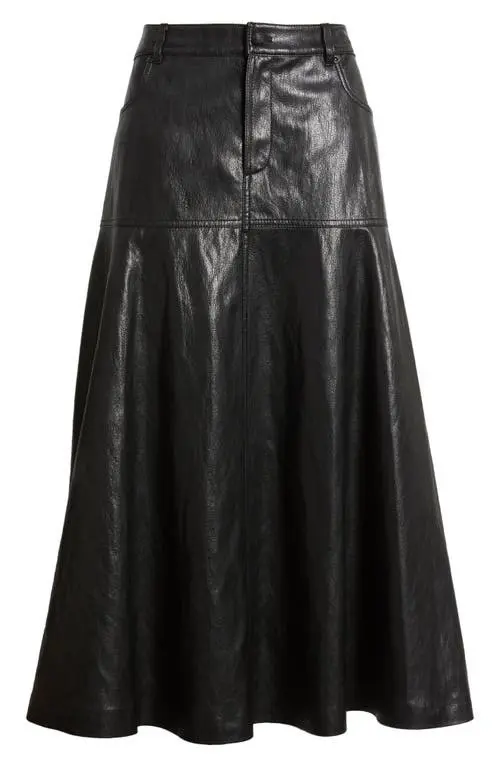 Kobi Halperin Rhea Faux Leather Midi Skirt - Black