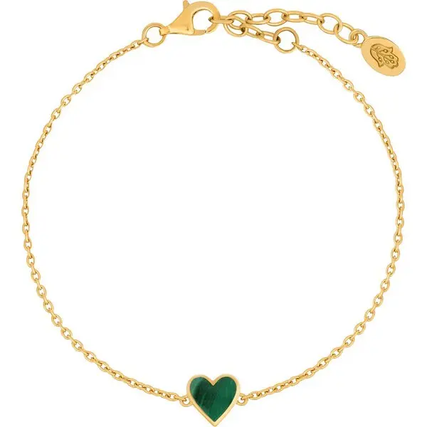 KARMA AND LUCK Love's Shield Malachite Heart Bracelet - Gold/green