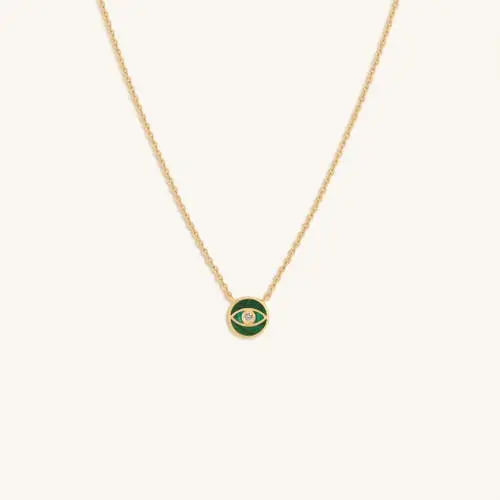 KARMA AND LUCK Soul’s Renewal Malachite Evil Eye Necklace - Gold/green