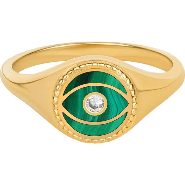 KARMA AND LUCK Soul’s Transformation Evil Eye Malachite Ring