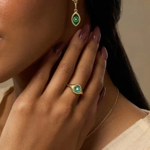KARMA AND LUCK Soul’s Transformation Evil Eye Malachite Ring