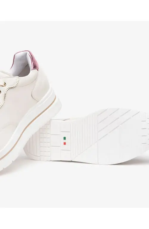 NEROGIARDINI Crystal-embellished Leather Lace-up Sneakers