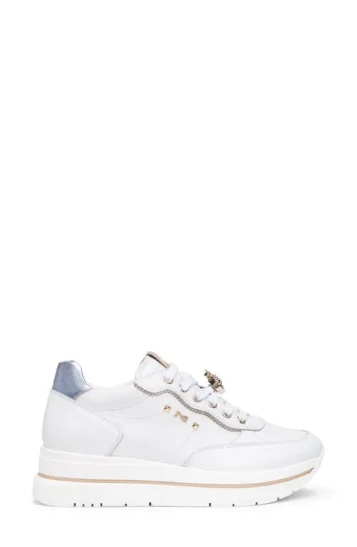 NEROGIARDINI Crystal-embellished Leather Lace-up Sneakers