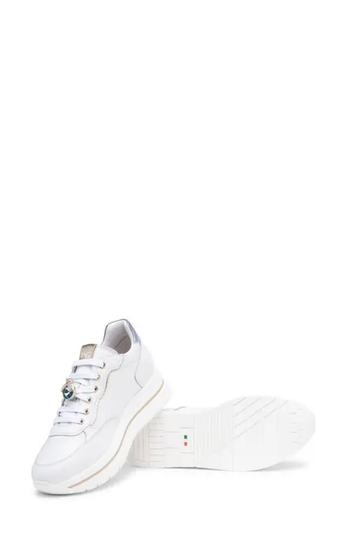 NEROGIARDINI Crystal-embellished Leather Lace-up Sneakers
