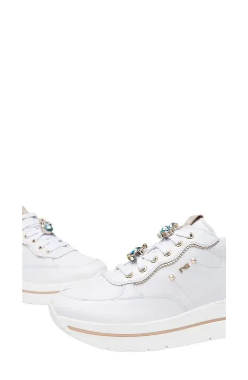 NEROGIARDINI Crystal-embellished Leather Lace-up Sneakers
