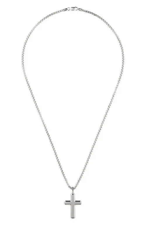 Argento Vivo Puffed Cross Pendant Necklace - Silver
